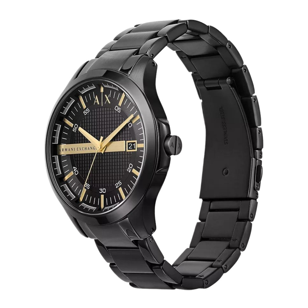 Armani Exchange Three-Hand Date Black Stainless Steel Watch AX2413