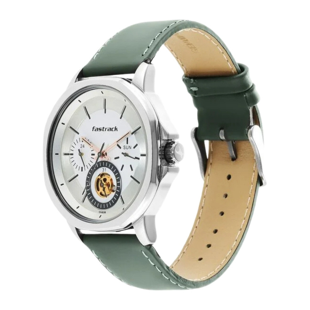 Fastrack Exuberant Quartz Multifunction White Dial Leather Strap Watch ...