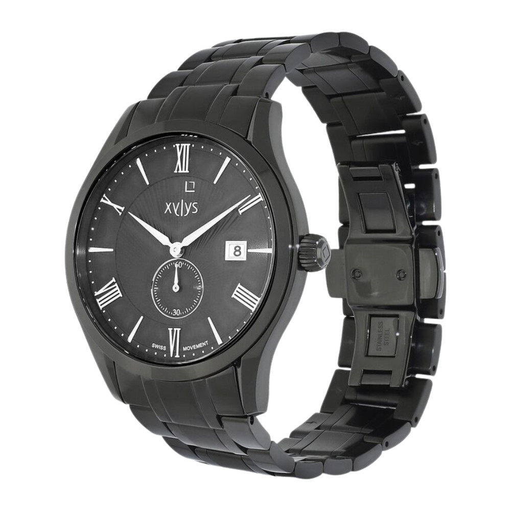 Xylys Quartz Analog with Date Black Dial Stainless Steel Strap Watch for Men NR40037NM01E