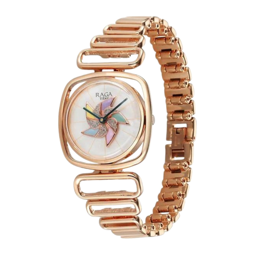 Titan Raga Memoirs Quartz Analog Mother of Pearl Dial With Rose Gold ...