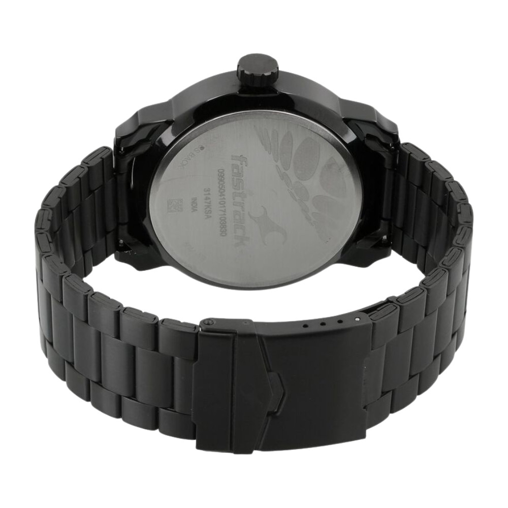 Fastrack Quartz Analog Black Dial Stainless Steel Strap Watch for Guys ...