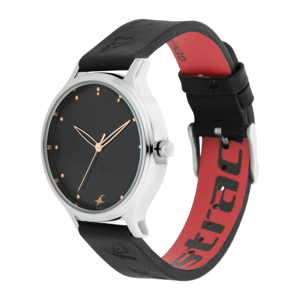 Fastrack I Love Me Quartz Analog Black Dial Leather Strap Watch for ...