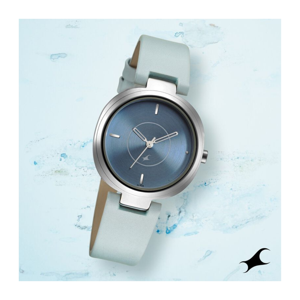 Fastrack Stunners Quartz Analog Blue Dial Leather Strap Watch for Girls ...