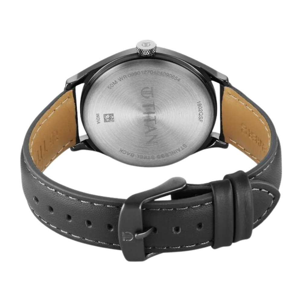 Titan Neo Economy Quartz Analog with Date Silver Dial Grey Leather ...