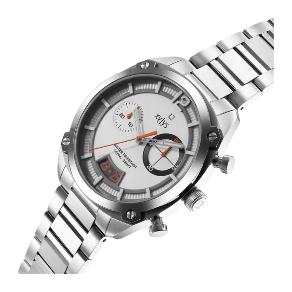 Xylys Swiss Chronograph Silver Stainless Steel Strap White Dial Watch ...