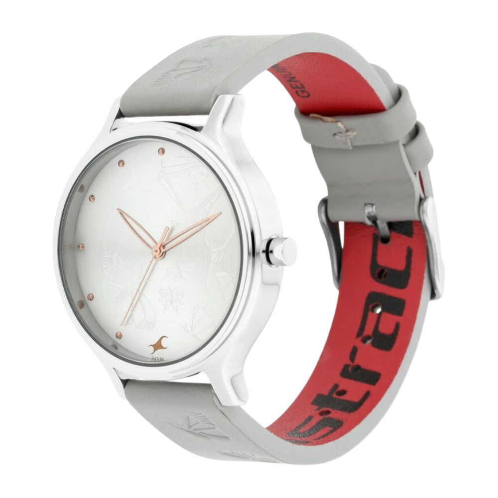 Fastrack I Love Me Quartz Analog Silver Dial Leather Strap Watch for ...