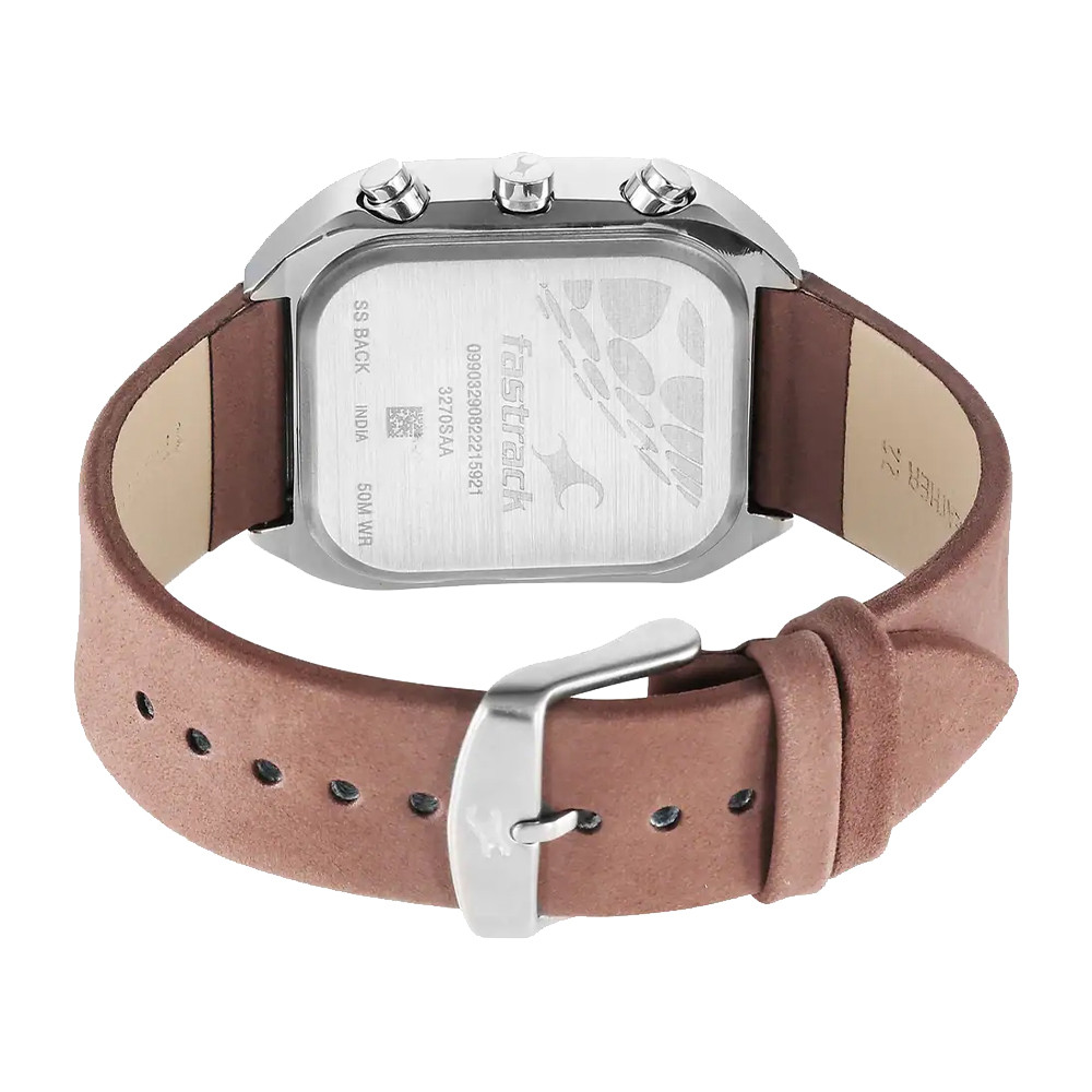 Fastrack After Dark Quartz Analog with Date Brown Dial Leather Strap ...
