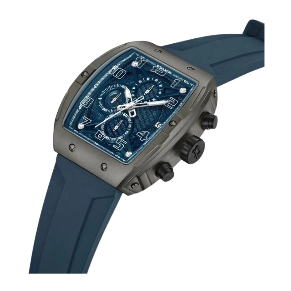 Police Chronograph Blue Dial Blue Color Silicone Strap Watch For Men ...