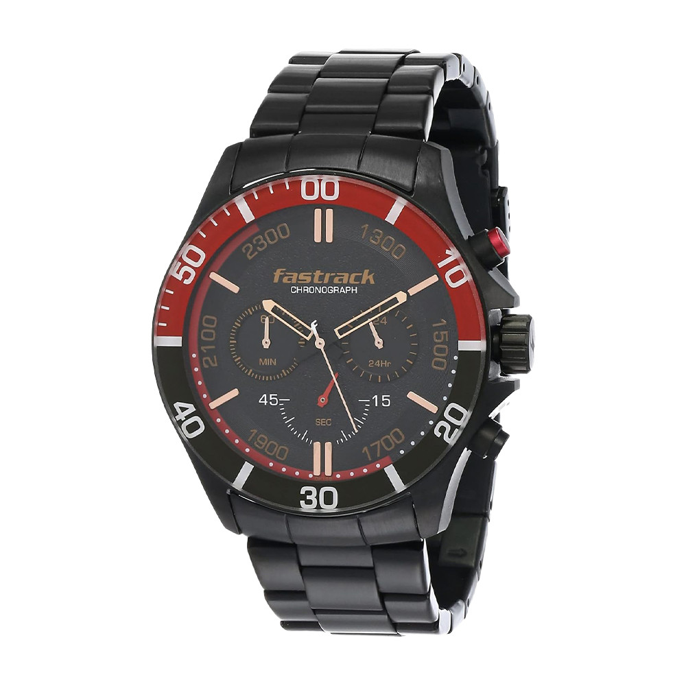 Fastrack Hitlist Quartz Chronograph Black Dial Stainless Steel Strap ...